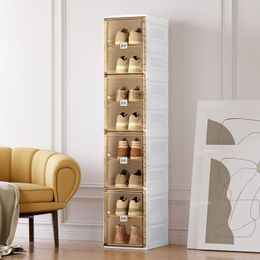Tragbarer Schuhschrank für das Wohnzimmer, stapelbarer Aufbewahrungsschrank mit Türen und Regalen, Schuhkarton für den Schrank Okwish