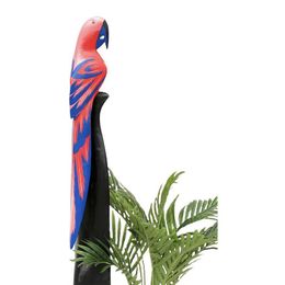 DanDiBo - Deko Figur Papagei Nr.37 Vogel aus Holz Skulptur Rosa Blau 103 cm Holzvogel Handgeschnitzt Stehend Tierfigur Schnitzskulptur