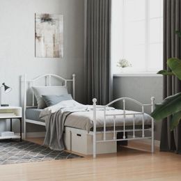Bettgestell,Schlafzimmerbett mit Kopf- und Fußteil Metall Weiß 90x200 cm vidaXL