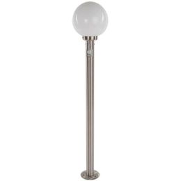 LINDBY Kugel-Wegelampe Vedran mit Bewegungsmelder - edelstahl, opalweiß