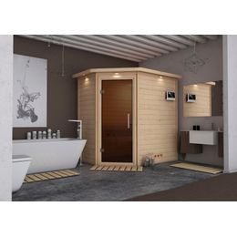 Karibu Sauna "Svea (Eckeinstieg)" Saunen beige (naturbelassen) Saunen