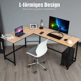 Goplus - Eckschreibtisch in L-Form, Großer Schreibtisch Computertisch Gaming Tisch, Gaming Schreibtisch Bürotisch platzsparend 167,5x125,5x73,5cm