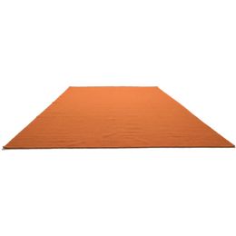 Wollteppich morgenland "KELIM FANCY UNI" Teppiche Gr. B/L: 140 cm x 200 cm, 7 mm, 1 St., orange Schurwollteppiche