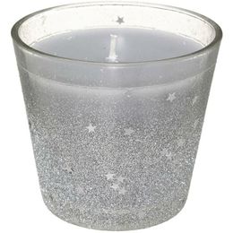Kerze windlicht glitter silber 190 g im glas - Feeric lights & christmas - grau