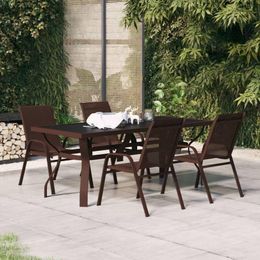 MAISONCHIC - 5-tlg. Garten-Essgruppe Gartenmöbel Set Terrassen/Balkon/Outdoor-Essgruppe Braun und Schwarz ETHJ479265