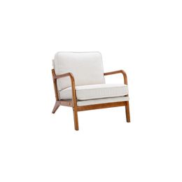 Okwish - Sessel mit Holzgestell, moderner Akzentstuhl, Loungesessel für das Wohnzimmer Beige