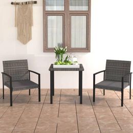 Bonnevie - 3-tlg. Garten-Essgruppe,Gartenmöbel Set Poly Rattan Grau vidaXL