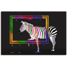 Wandbild Artland "Das Regenbogen Zebra" Bilder Gr. B/H: 120 cm x 80 cm, Leinwandbild Animal Fantasy, 1 St., bunt Kunstdrucke