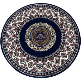 Teppich Home Affaire "Shari" Teppiche Gr. Ø 190 cm, 7 mm, 1 St., blau (dunkelblau) Orientalische Muster