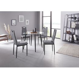 Essgruppe Inosign Sitzmöbel-Sets Gr. B/H/T: 48 cm x 98 cm x 53 cm, Samtstoff Velvet, grau (grau, schwarz) Essgruppen
