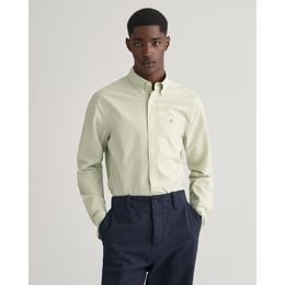 Langarmhemd Gant "Slim Fit Popeline Hemd leichte Baumwolle strapazierfähig pflegeleicht" Gr. M, N-Gr, grün (milky matcha) Herren Hemden Langarm