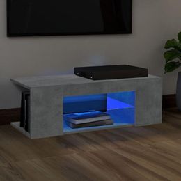Bonnevie - Moderne TV-Möbel, TV-Lowboard mit LED-Leuchten, TV-Schrank für das Wohnzimmer Betongrau 90x39x30 cm -FV78310 - Grau