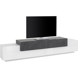 TV-Board Tecnos "Coro" Sideboards Gr. B/H/T: 240 cm x 51,6 cm x 45 cm, schwarz-weiß (weiß hochglanz, schieferfarben) TV-Lowboards
