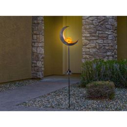 Globo Led Solarleuchte Design Mond, Metall bronzefarben mit Glaskugel, Erdspießleuchte