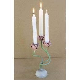 DanDiBo - Kerzenhalter Rose Kerzenständer aus Metall 27 cm für 3 Kerzen Kerzenleuchter