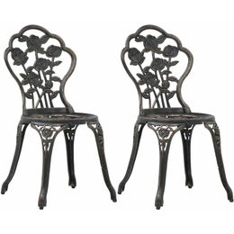 Bistro-Stühle 2 Stk. Bronze Aluminiumguss - Braun - Prolenta Premium