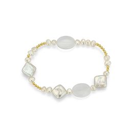 Perlenarmband Firetti "Schmuck Geschenk Armschmuck Armkette Perle" Armbänder Gr. Silber 925 (Sterlingsilber)-Perlen, gelb (gelbgoldfarben, kristallweiß, weiß, kristallweiß) Damen Perlenarmbänder