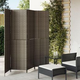 Paravent 4-tlg. Grau Poly Rattan Vidaxl Grau