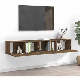 2-tlg. TV-Möbel,TV-Schrank-Set TV-Lowboard,TV-Wandschränke für Wohnzimmer Braun Eichen-Optik Holzwerkstoff MAISONCHIC 91948
