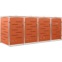 Mülltonnenbox für 4 Tonnen 276,5x77,5x112,5 cm Edelstahl - Orange - Maison Exclusive