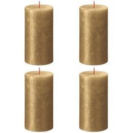 MAISONCHIC - 4er-Set Rustikale Stumpenkerzen,Kerzen,Weihnachten Kerzen Shimmer 130x68 mm Golden CCA418284