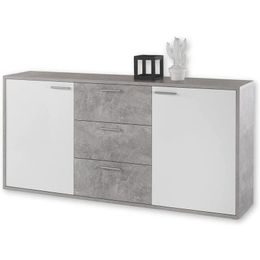 Kommode Beistellkommode Sideboard Highboard ca. 180 cm breit Beton grau / hg w...