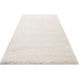 Hochflor-Teppich WECON HOME BASICS "Smilla" Teppiche Gr. B/L: 133 cm x 200 cm, 50 mm, 1 St., beige (creme, weiß) Esszimmerteppiche