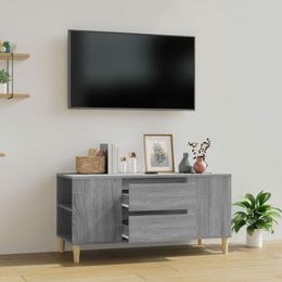 TV-Schrank, TV-Lowboard, tv Möbel, Fernsehschrank Moderner Stil Grau Sonoma 102x44,5x50 cm Holzwerkstoff NMKS32045 MAISONCHIC