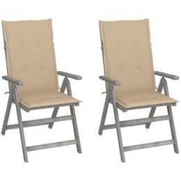 Verstellbare Gartenstühle 2 Stk. mit Auflagen Massivholz Akazie vidaXL747214
