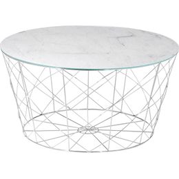 Couchtisch Salesfever Tische Gr. B/H/T: 80 cm x 45 cm x 80 cm, Weiß/Chrom, weiß (weiß, chromfarben, weiß) Couchtische rund oval