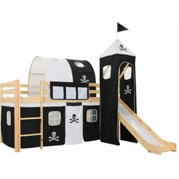MAISONCHIC Kinderhochbett-Rahmen mit Rutsche & Bett für Schlafzimmer Leiter Kiefernholz 97x208cm DE39612