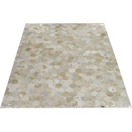 Lederteppich Home Affaire "Zeno" Teppiche Gr. B/L: 80 cm x 150 cm, 8 mm, 1 St., beige (goldfarben, creme) Esszimmerteppiche