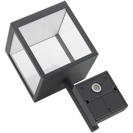 LUCANDE LED-Außenwandleuchte Cube mit Glasschirm, graphit - graphitgrau, klar
