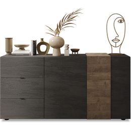 Sideboard Lc "Venus" Sideboards Gr. B/H/T: 181 cm x 86 cm x 44 cm, 3, grau (titanio, mercure nb holzstruktur) Sideboards