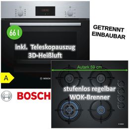 Backofen HBF114ESO mit Gas-Kochfeld POH6B6B10 - Bosch