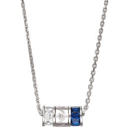 Kette mit Anhänger Emporio Armani "EG3577221, EG3578040" Halsketten Gr. Silber 925 (Sterlingsilber), Länge: 42 cm, blau (silberfarben, kristallweiß, blau) Damen Ketten mit Anhänger