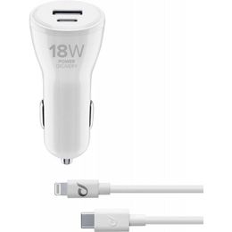 cellularline - KFZ-Lader-Set 30W lightning 1x usb Type-C und 1x Type-A inkl. Kabel