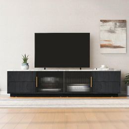 TV-Schrank für 70-Zoll-Fernseher, grau, Marmorplatte, Kabelmanagement, mit Schublade, 160 x 40 x 44,5 cm