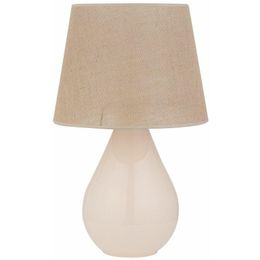 Licht-Erlebnisse - Tischleuchte Braun Creme Glas Stoff 67 cm Modern E27 Nachttischlampe - Ecru, Braun