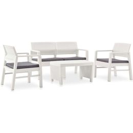 Bonnevie - 4-tlg. Garten-Lounge-Set mit Auflagen,Gartenmöbel-Set Kunststoff Weiß vidaXL
