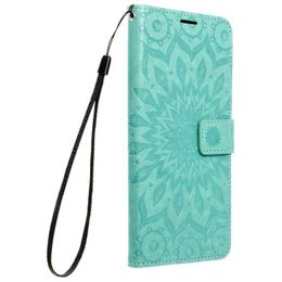 Samsung Elegante Buch-Tasche Hülle Fancy MezzoBook-Style Kartenfächer Wallet Schale Baum Mandala kompatibel mit iPhone 13 Mandala Grün - Schwarz