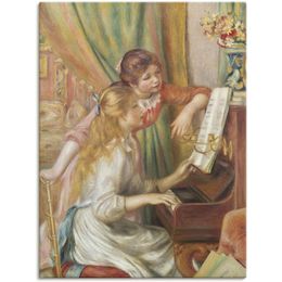 Leinwandbild Artland "Junge Mädchen am Klavier. 1892" Bilder Gr. B/H: 90 cm x 120 cm, Kind, 1 St., gelb Leinwandbilder