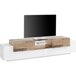 TV-Board Tecnos "Coro" Sideboards Gr. B/H/T: 220 cm x 51 cm x 45 cm, weiß (weiß, ahorn) TV-Lowboards