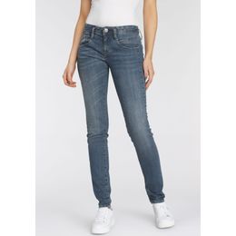 Slim-fit-Jeans Herrlicher "GINA RECYCLED DENIM" Gr. 27, Länge 32, blau (medium eco) Damen Jeans Röhrenjeans