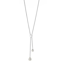 Kette mit Anhänger ADRIANA "Herz R77" Halsketten Gr. Silber 925 (Sterlingsilber)-Perlen, Länge: 75 cm, bunt (silberfarben, weiß) Damen Ketten mit Anhänger