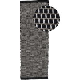 Läufer CarpetFine "Mona" Teppiche Gr. B/L: 75 cm x 350 cm, 5 mm, 1 St., schwarz-weiß (weiß, schwarz) Kurzflor-Läufer