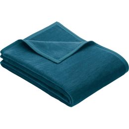 Wohndecke Ibena "Luxus" Wohndecken Gr. B/L: 220 cm x 240 cm, blau (petrol) Baumwolldecken