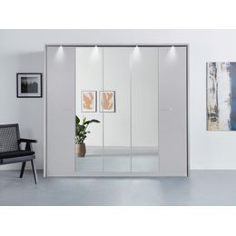 Drehtürenschrank Rauch "Oteli" Schränke Gr. B/H/T: 230 cm x 231 cm x 58 cm, mit Beleuchtung, 5 St., grau (seidengrau) Drehtürenschränke