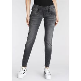 Slim-fit-Jeans Herrlicher "Pitch Slim Organic Denim Cashmere" Gr. 25, Länge 32, grau (asphalt) Damen Jeans Röhrenjeans