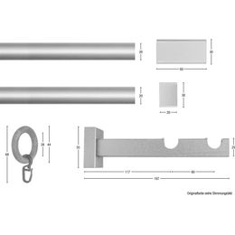 Gardinenstange Garesa "CUBUS" Gardinenstangen Gr. L: 370 cm Ø 20 mm, 2 läufig, braun (nussbaum) Gardinenstangen nach Maß